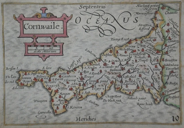 CORNWALL ORIGINAL MAP by Peter van den Keere c1627 £94.32 - PicClick UK
