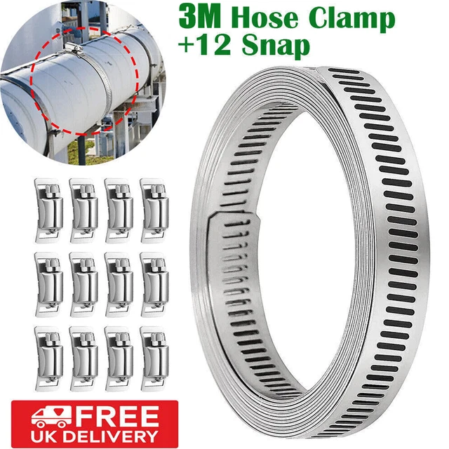 3M STAINLESS STEEL Hose Clamp Large Adjustable Jubilee Clips with ...