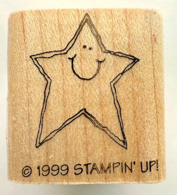STAMPIN UP SMILING STAR Single Stamp ONLY 1x1 in Wood Mounted Rubber ...