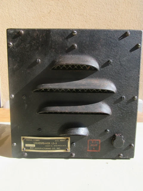 US ARMY SIGNAL Corps WW2 LOUDSPEAKER GRAND HAUT PARLEUR LS-3 pour Base ...