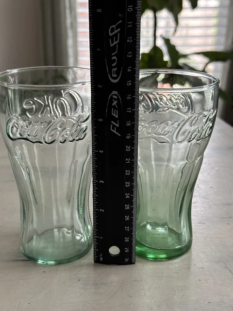 SET OF 2 Vintage Coca Cola Coke Green Glass 16oz Drinking Glasses ...