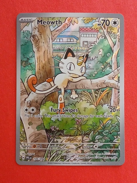 POKEMON MEGA EVOLUTIONS Phantasmal Flames Meowth 106/094 Illustration ...