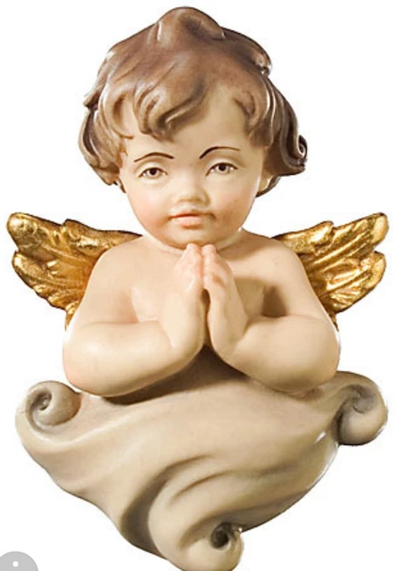 ANGE MURAL EN Prière en Bois de La à Val Gardena Décoré à la Main CM 8 ...