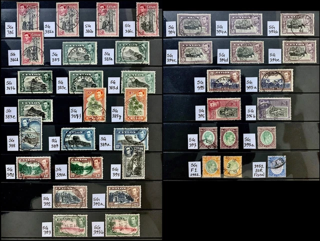 CEYLON KGVI 1938-49 Complete Collection SG #386-97a + 1952 10r-20r VFU ...