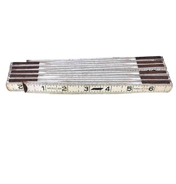VINTAGE MERIDIAN FOLDING Wood Ruler With Metal Joints 6 Ft Made in USA ...
