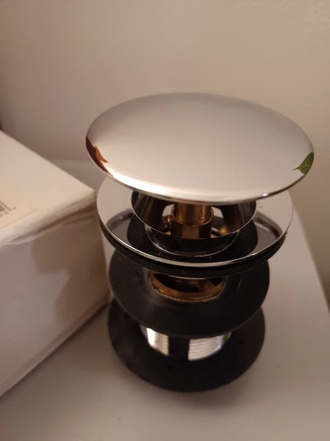 BNIB NEW EASY clean push button basin slotted chrome waste fitting £10. ...