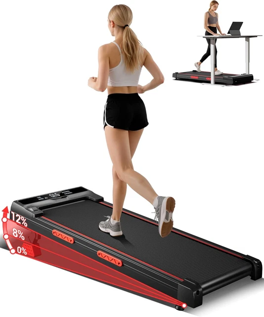 12% INCLINE COMPACT Walking Pad Treadmill,2.75Hp Quiet Brushless Max ...