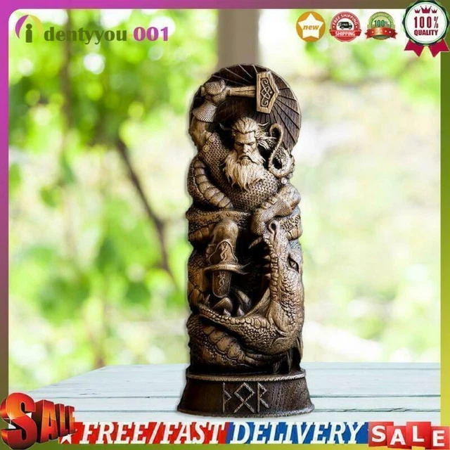 SCULPTURE ANTIQUE DE Thor Loki Odin en résine, figurine de mythologie ...