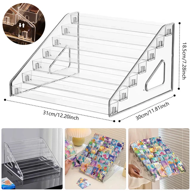 7 TIER CLEAR Acrylic Collector Card Display Stand Rack Shelf For ...