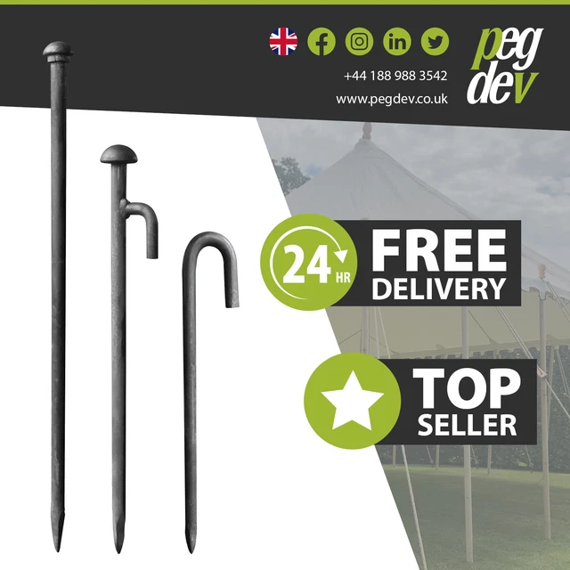 HEAVY DUTY GROUND Pegs Peg For Gazebo Marquee Tent Bouncy Castle Stakes ...