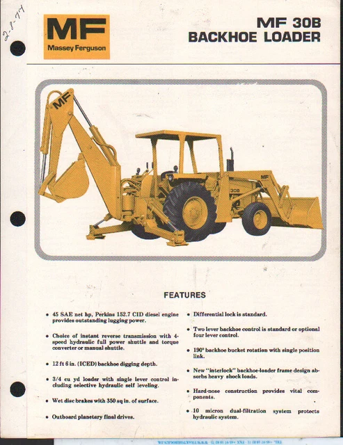 MASSEY FERGUSON &MF 50F" Tractor Backhoe Loader Brochure Leaflet £5.00 - PicClick UK