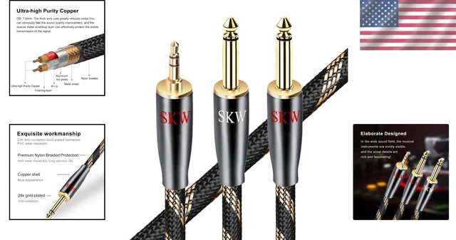 ULTRA- 3.5MM TO Dual 6.35mm Y Splitter Cable - 16.4ft for Perfect Sound ...