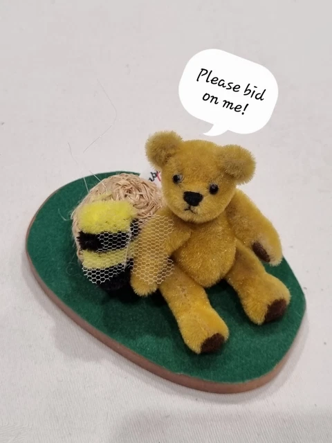 VINTAGE OOAK MINIATURE Artist Teddy Bear Bee Theme Handmade By Rascles ...