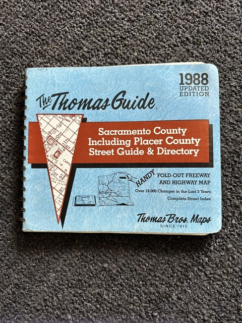 1988 THOMAS GUIDE Sacramento Placer County Map Book Street Guide ...