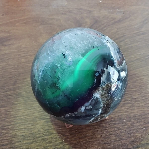 395G RARE NATURAL blue Volcanic Rock agate Sphere Quartz Crystal Ball ...