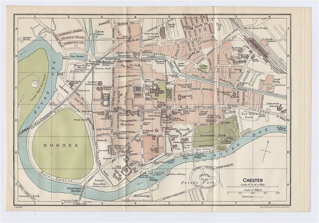 1924 ORIGINAL VINTAGE City Map Of Chester / Cheshire / England £17.73 ...