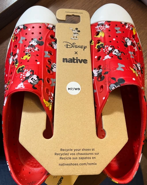 DISNEY X NATIVE MINNIE MOUSE WATER PROOF SLIP ON SHOES RED SZ men 7 ...