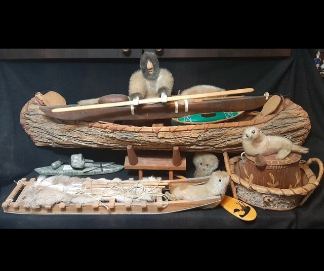 STUNNING INUIT ATHABASCAN Woodland Native Artist Made Kayak Group ...