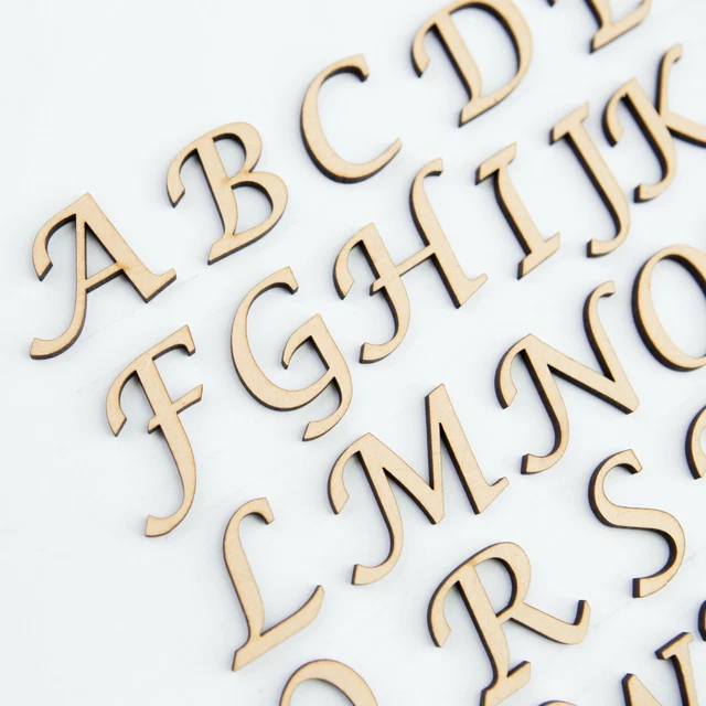 WOODEN MDF LETTERS & NUMBERS IN CALLIGRAPHY FONT SIZES 2-3-4-5-6-8 AND ...