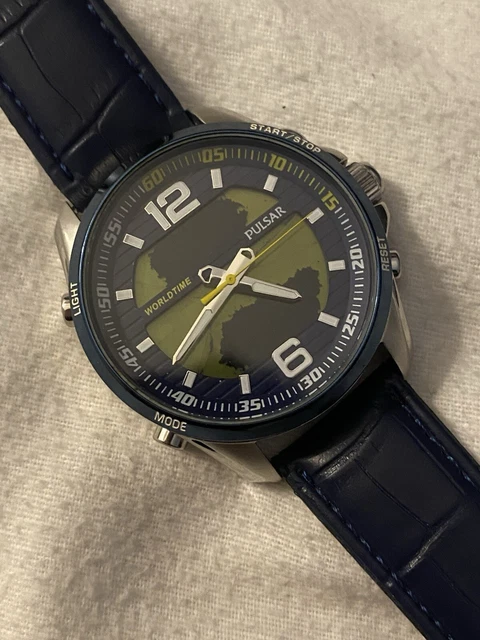 PULSAR BY SEIKO World Time Chronograph Men’s Gents Digital Watch ...