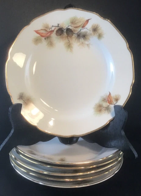 RARE FINE CHINA of Japan Pine Tree Set of Six 8" Rim Soup Bowls VTG $60 ...