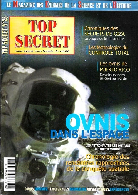 MAGAZINE TOP SECRET n° 25-énigmes de la Science et de l'Histoire-OVNI ...