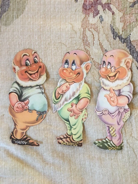 VINTAGE 1930'S SNOW White Disney Seven Dwarfs Paper Dolls Cards 7.5 ...