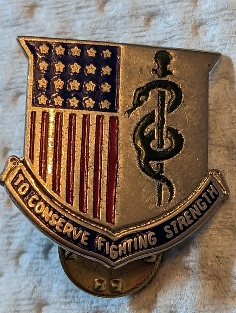 US ARMY MEDICAL Corps Crest Metal Pin To Conserve Fighting Strength ...