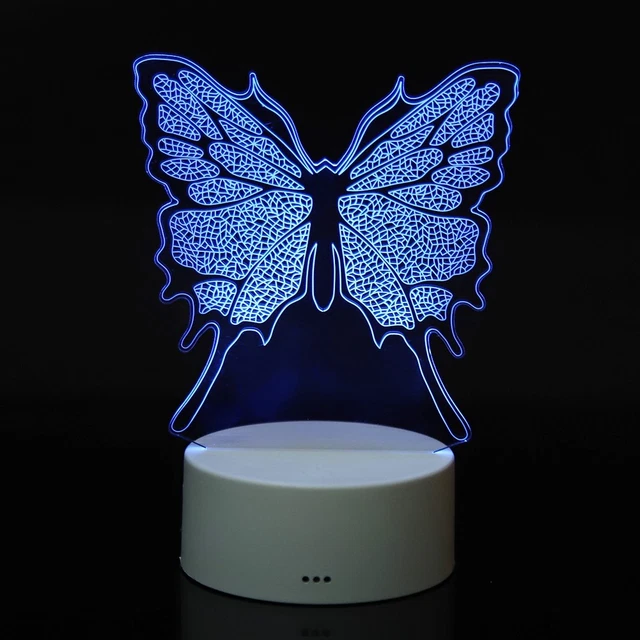 USB SEVEN-COLOR LAMP Base Touch Switch 3D Acrylic Panel Night Light ...