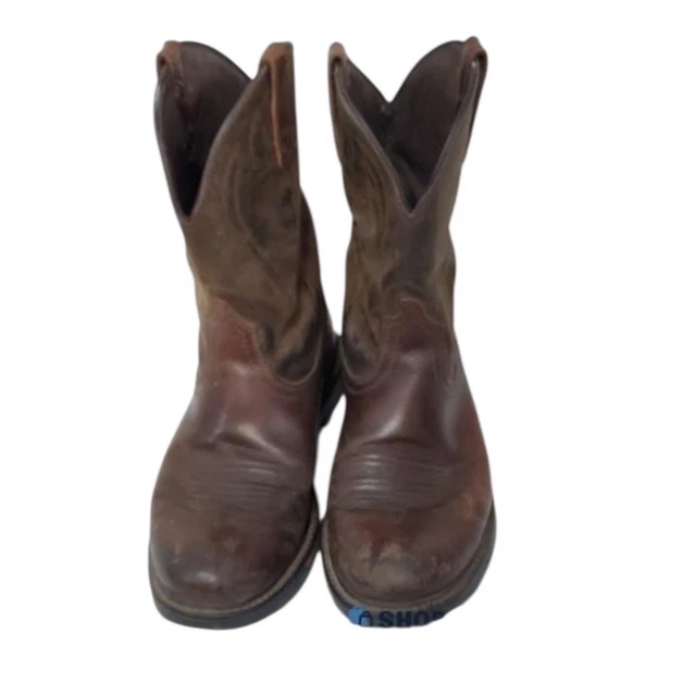 ARIAT MENS LEATHER Cowboy Boots Square Toe Work Western Boots Size 11.5 ...