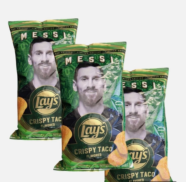 3-PAK LIONEL MESSI Limited Edition Lays Crispy Taco Potato Chips Sealed ...