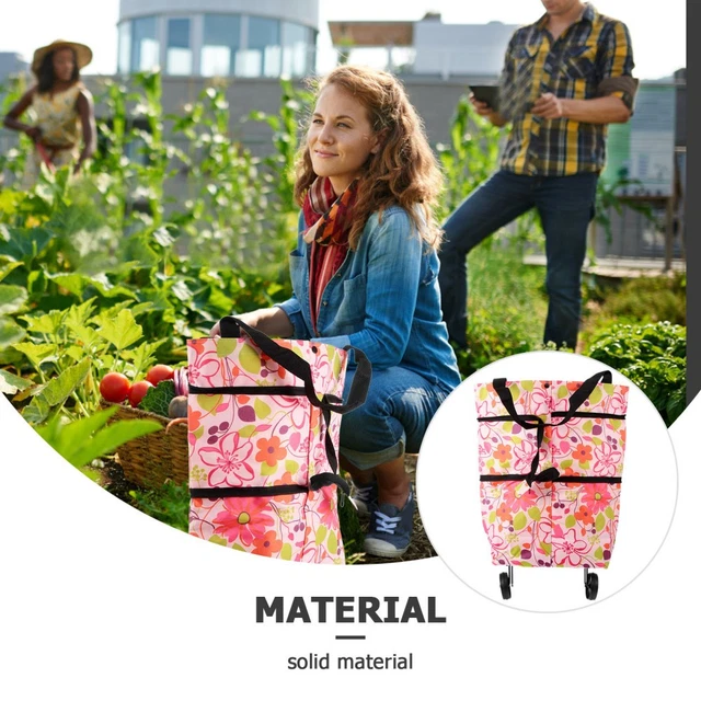 SHOPPING BAG ON Wheels Folding Cart with Rolling Grocery Foldable $37. ...