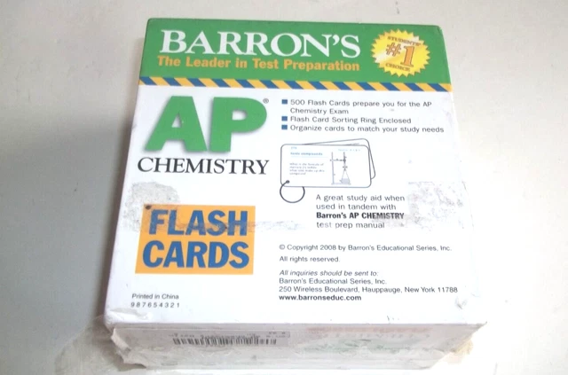 NEW BARRON'S AP 500 Chemistry Flash Cards Definitions,Formulas,Diagrams ...