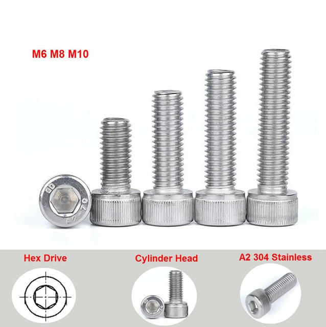 FINE THREADED M6 M8 M10 Hex Socket Head Cap Screw A2 Stainless Steel ...