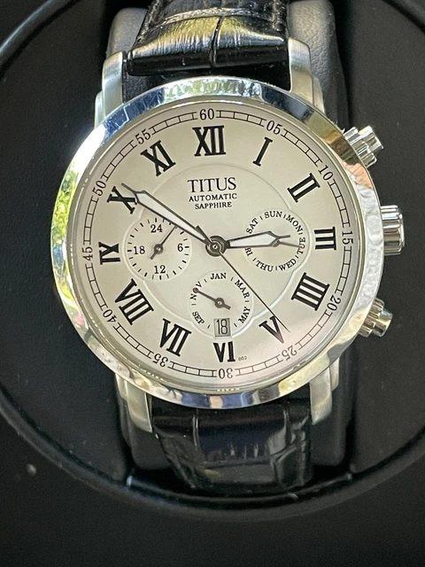 RELOJ TITUS AUTOMÁTICO caballero, calendario completo +caja giratorio ...