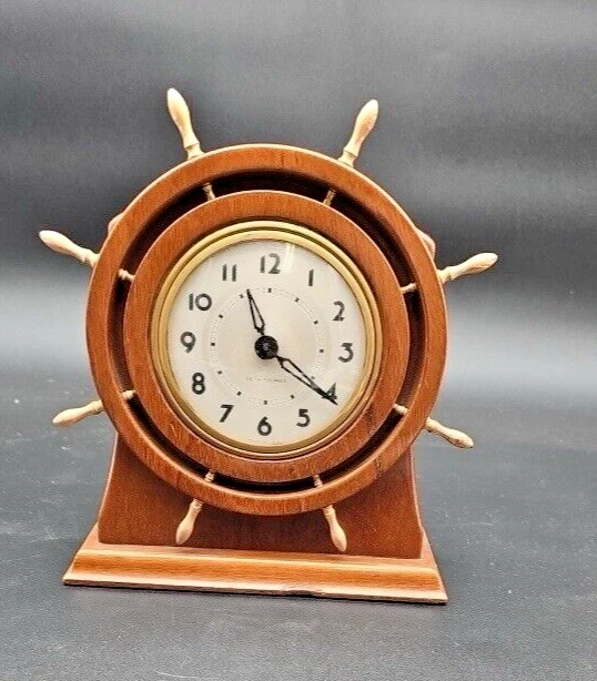 VTG SETH THOMAS Capstan Mantel Clock Ships Wheel 8 Day Made In USA Not ...