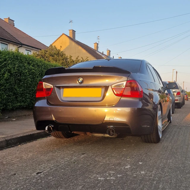 BMW E90 E91 3 Series M Performance Style Gloss Black Rear Diffuser Dual ...
