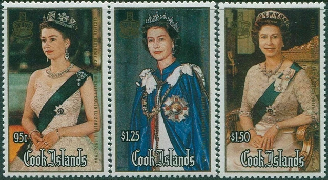 COOK ISLANDS 1986 - Queen Elizabeth II 60th BIRTHDAY SET OF 3 - MNH EUR ...