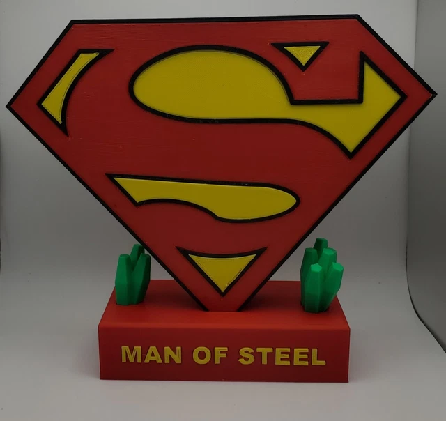 3D PRINTED SUPERMAN Desktop Display Logo Wall Decor With Display Stand ...