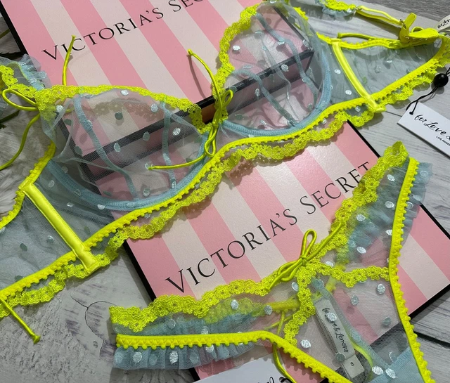 VICTORIA 'S SECRET Par Pour Love & Lemons Fluo Pois Jaune Bleu Gorge ...