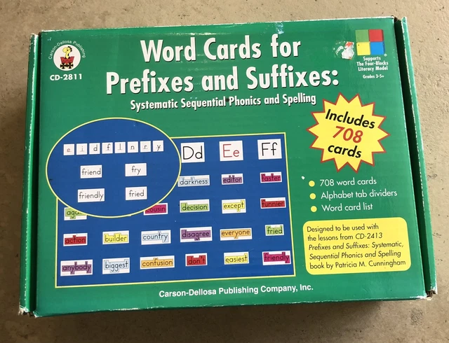 CARSON DELLOSA WORD Cards for Prefixes & Suffixes 708 cards Phonics new ...