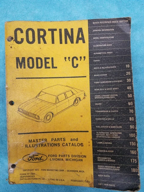 1963-1970 FORD CORTINA Dealer Master Parts & Illustrations Catalog Book ...