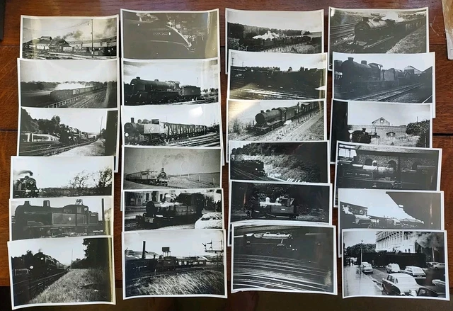 24 VINTAGE PHOTOGRAPHS Of Steam Engines, Trains, All Annotated On The ...
