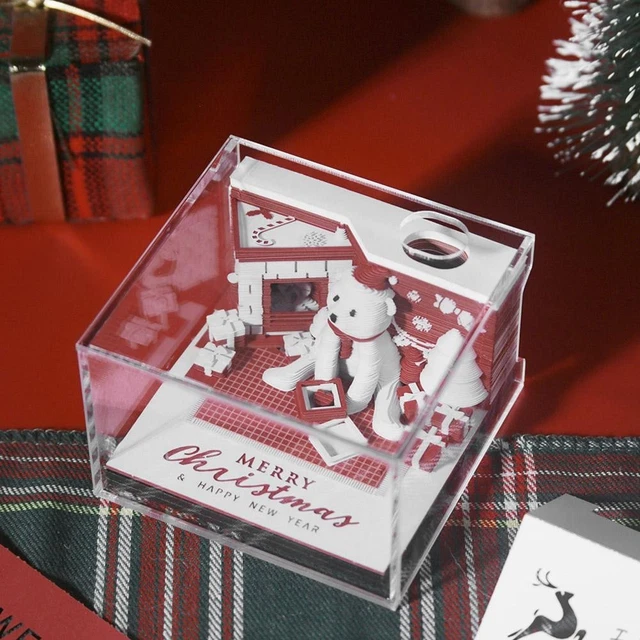 CHRISTMAS 3D PAPER Carving Art Notes - 175 Layers with LED T HO Light ...