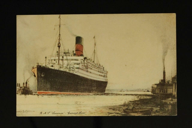 CARTOLINA VINTAGE 1939 Cunard Line RMS Laconia Liverpool Annulla ...