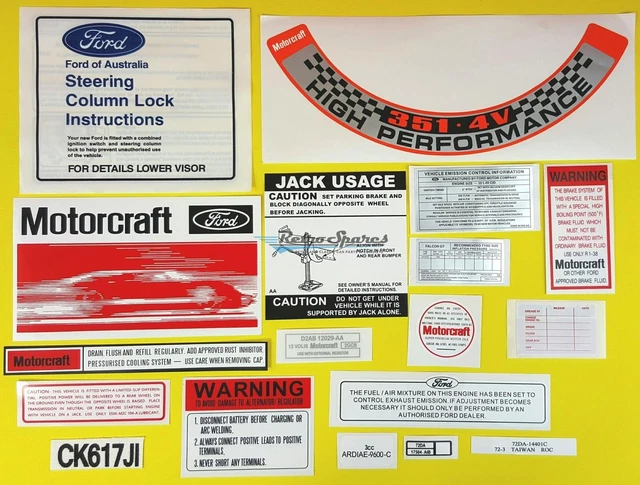 ENGINE BAY DECAL Kit for FORD XA GT $92.65 - PicClick AU