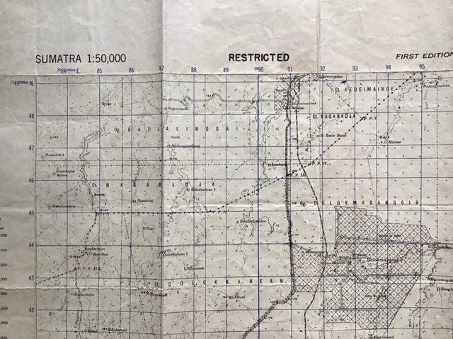 ORIGINAL WWII AMERICAN Army 1:50,000 Map Of Sumatra, Hind 1062 Sheet ...