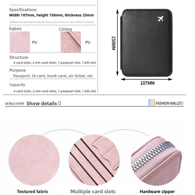 TRAVEL PU LEATHER Passport RFID Anti-theft Card Ticket Money Wallet ...