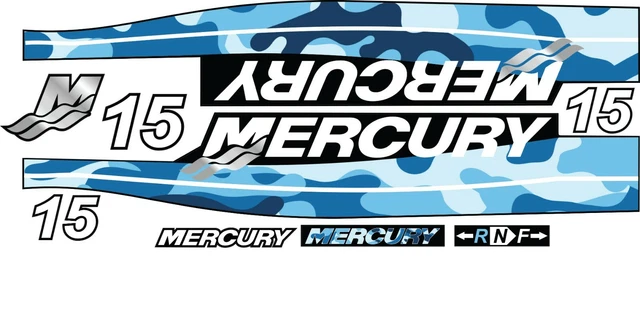MERCURY 15 OUTBOARD Motor Stickers Decal Kit Engine Camo Blue EUR 36,11 ...