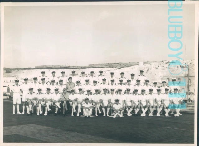 WW2 CARRIER HMS Emperor Ships Officers Malta 1944 Group Shot 9 x 7 ...